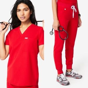 Figs | Tops | Figs Red Scrub Set | Poshmark